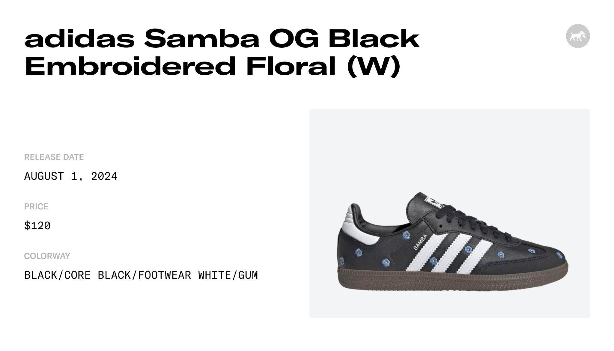 adidas Samba OG Black Embroidered Floral (W) - IF4397