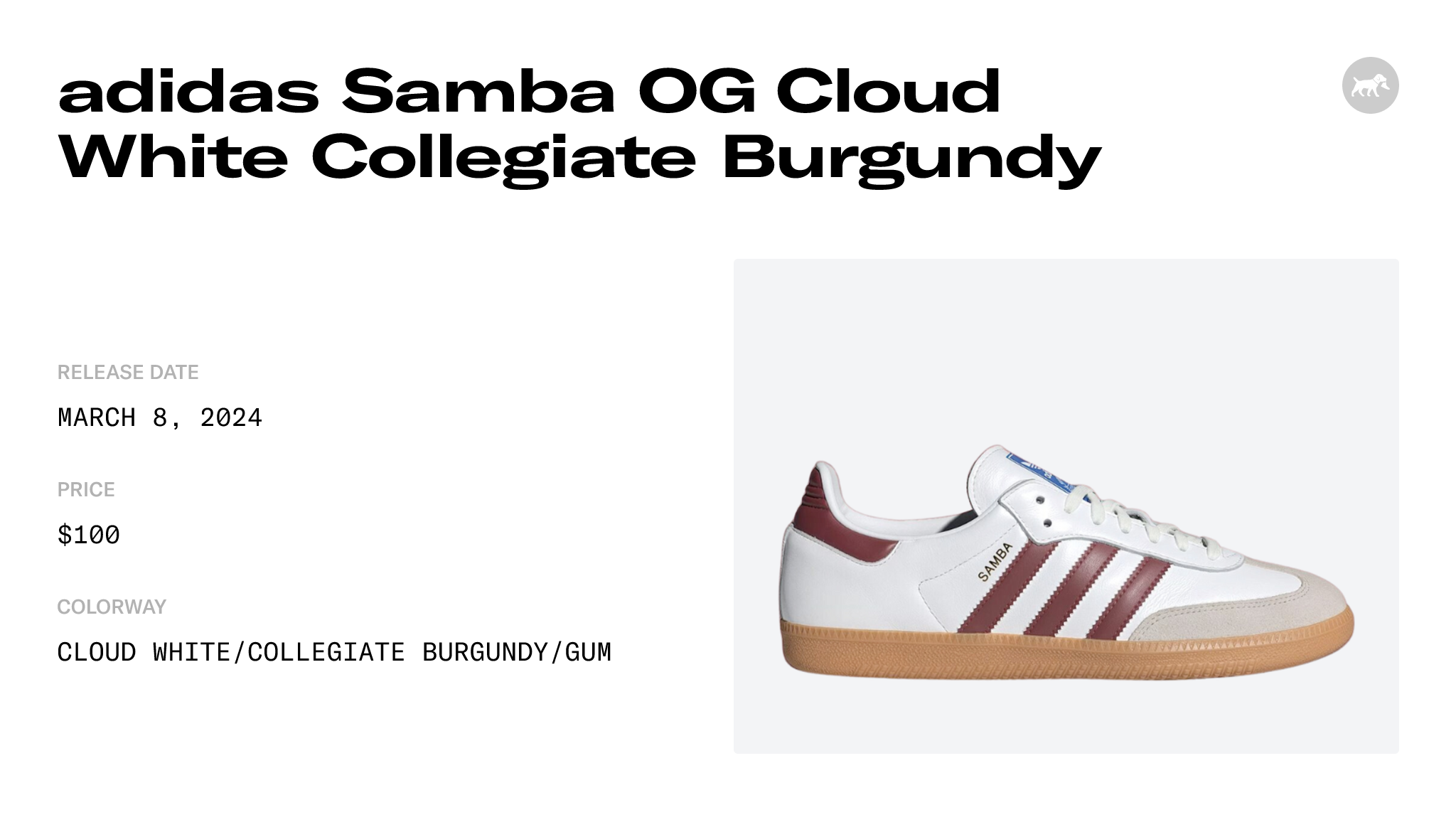 adidas Samba OG Cloud White Collegiate Burgundy - IF3813