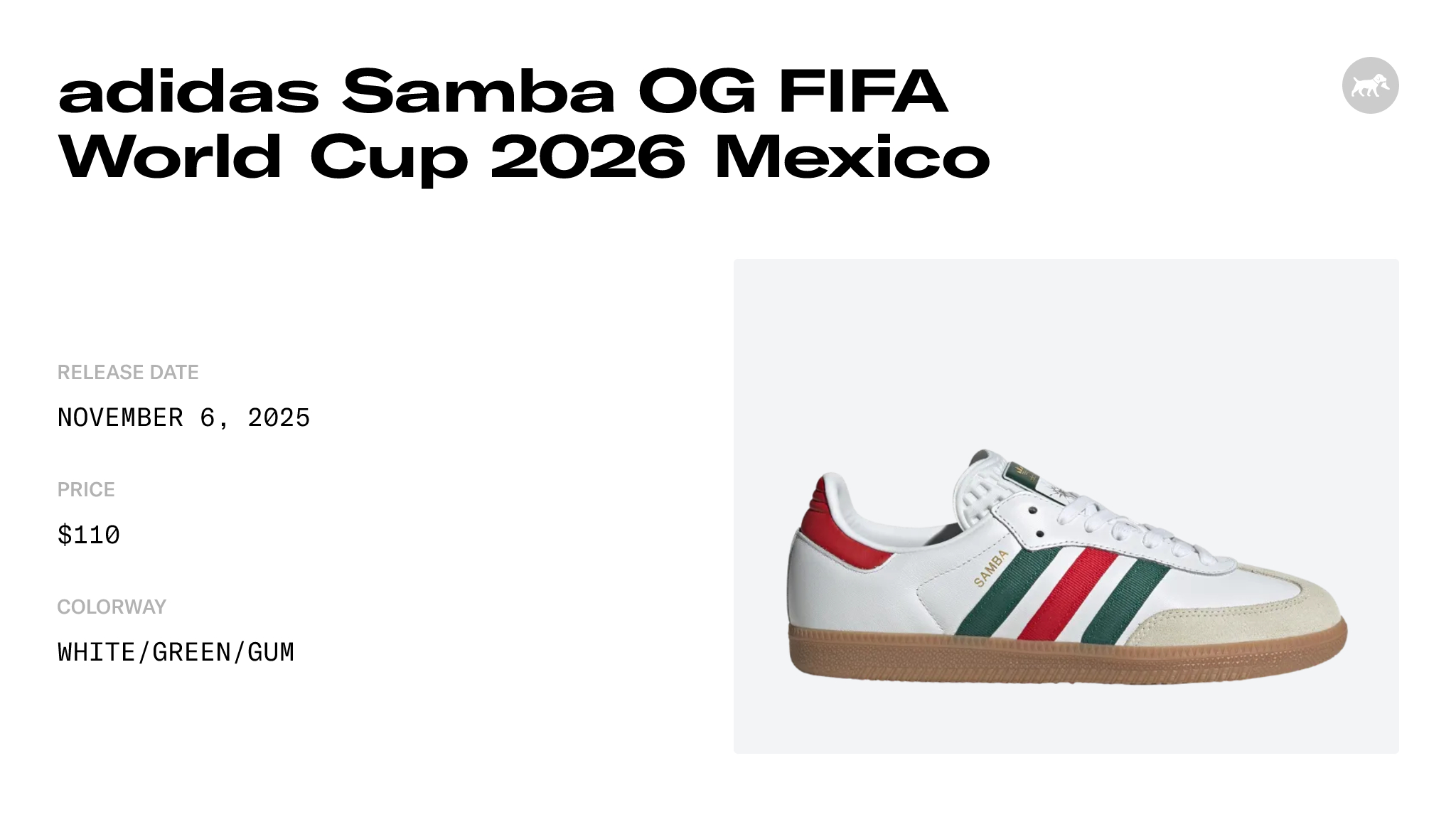 adidas Samba OG FIFA World Cup 2026 Mexico - HQ4951