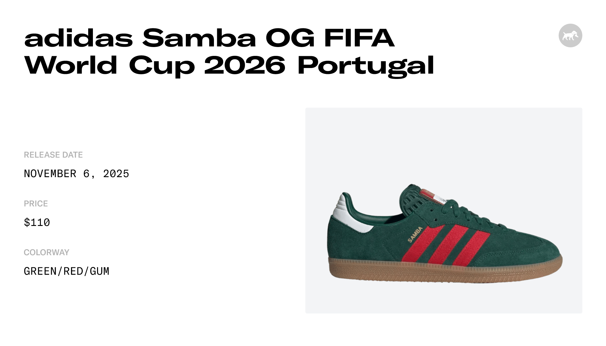 adidas Samba OG FIFA World Cup 2026 Portugal - IH6829