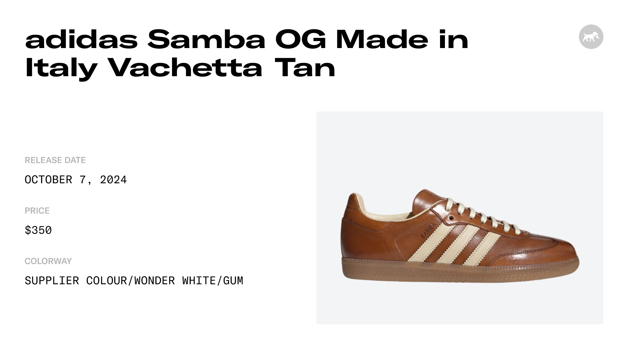 adidas Samba OG Made in Italy Vachetta Tan - IE9121