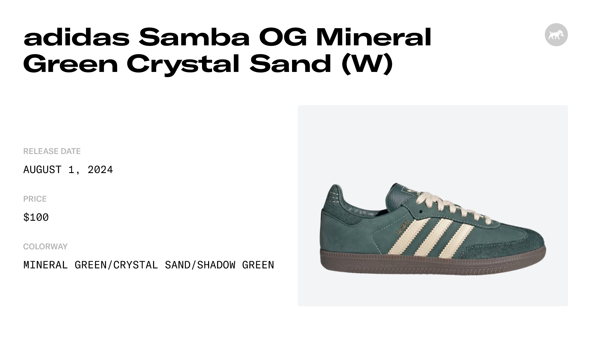 adidas Samba OG Mineral Green Crystal Sand (W) - IG1986