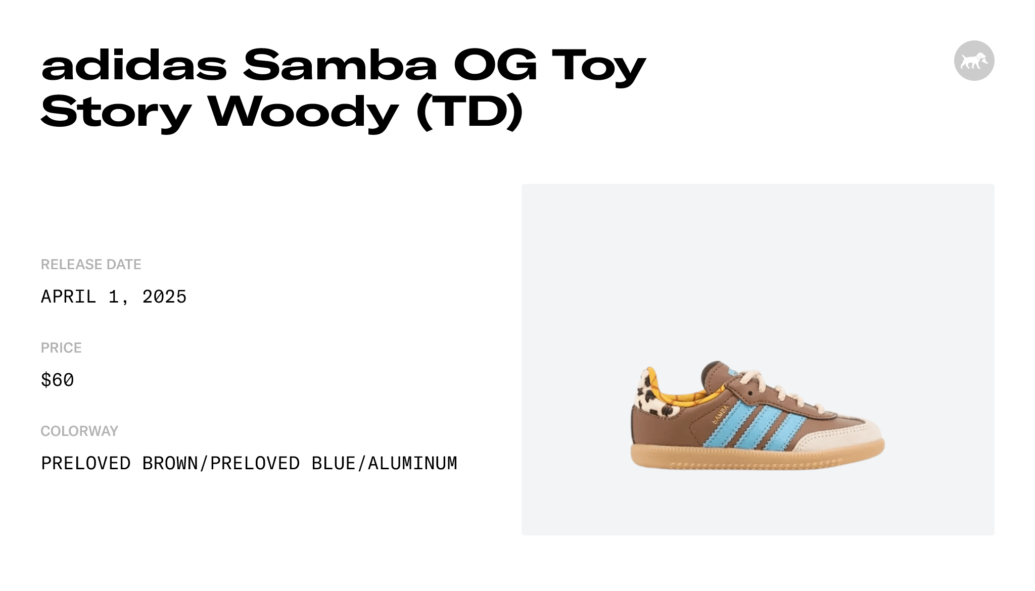 adidas Samba OG Toy Story Woody (TD) - JI3100 Raffles & Where to Buy