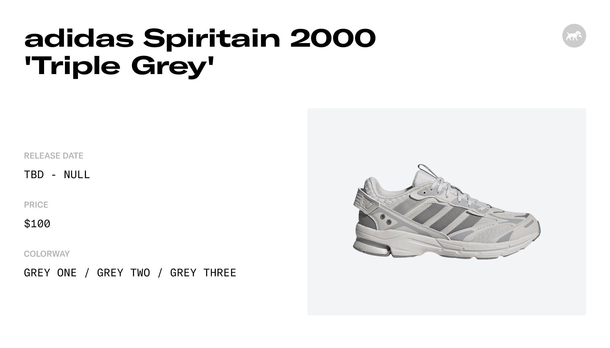 adidas Spiritain 2000 'Triple Grey' - IE1890 Release Info