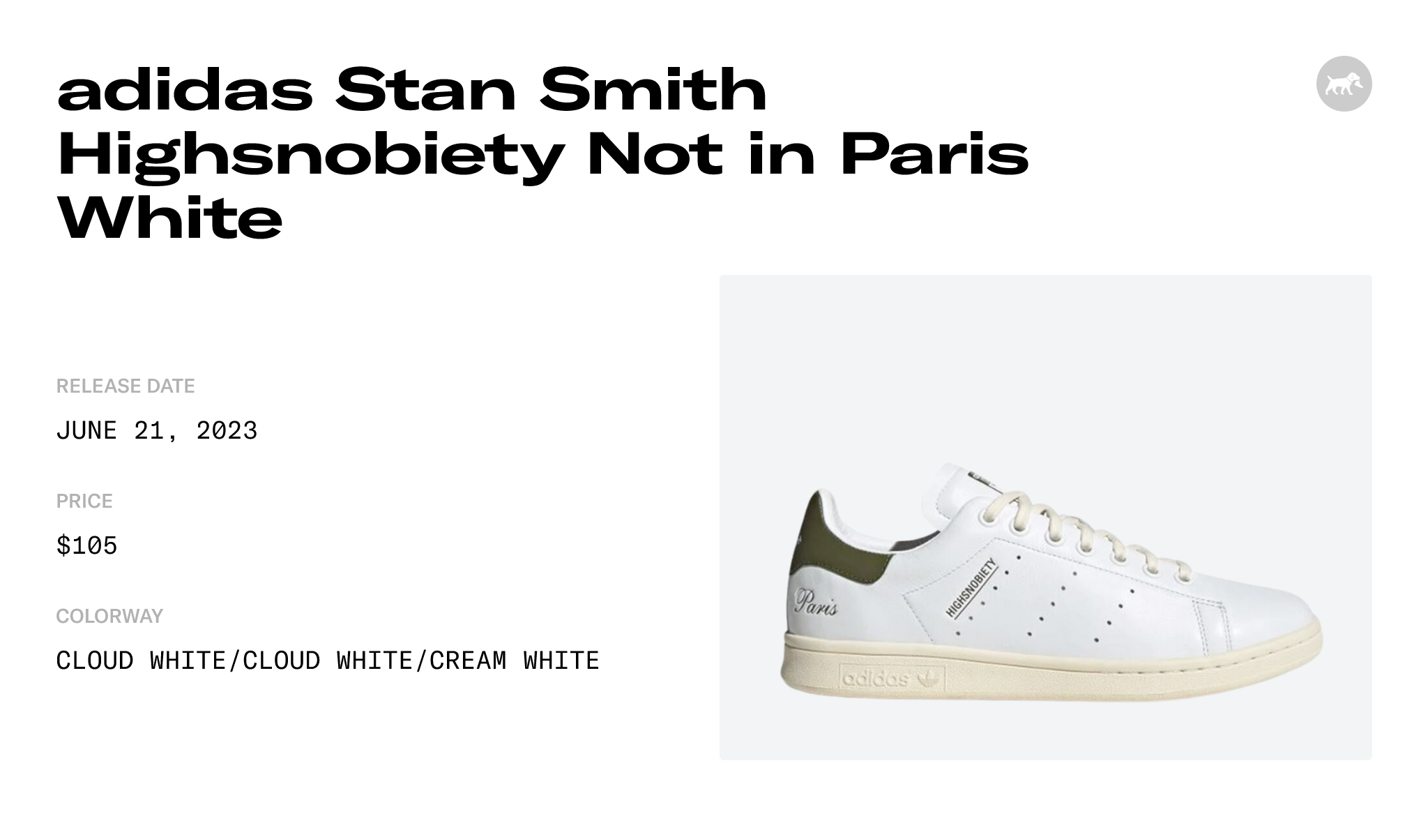 adidas Stan Smith Highsnobiety Not in Paris White - IE2530