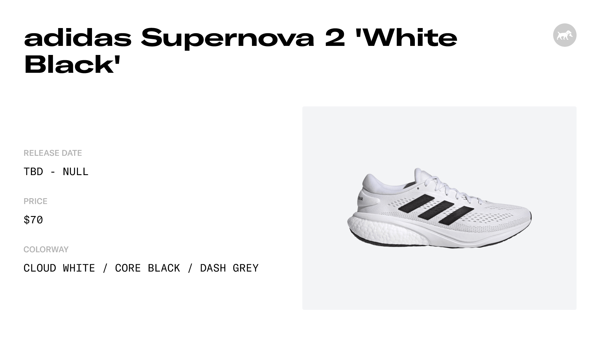 adidas Supernova 2 'White Black' - GW9089 Release Info