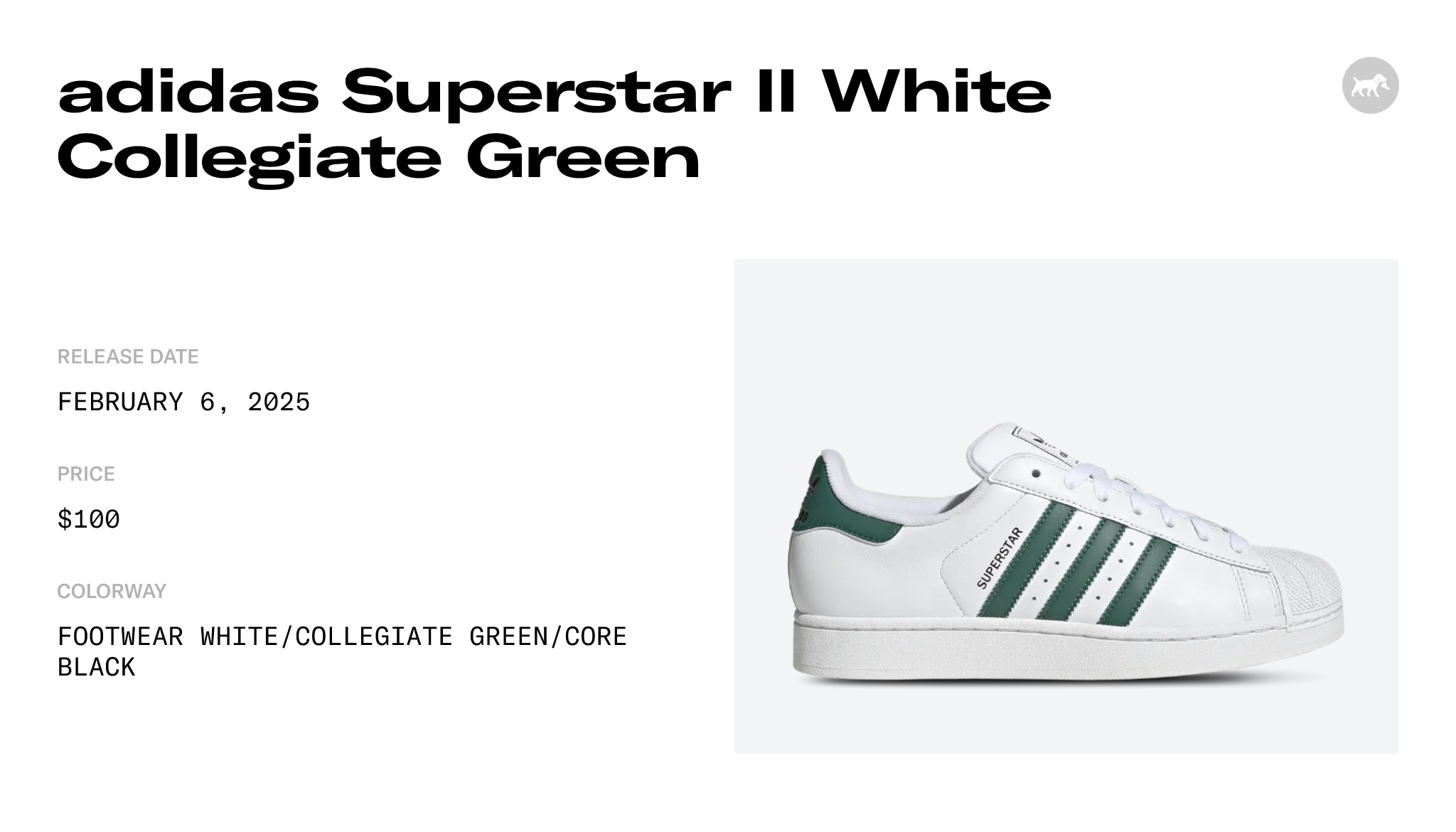 adidas Superstar II White Collegiate Green - JQ4730