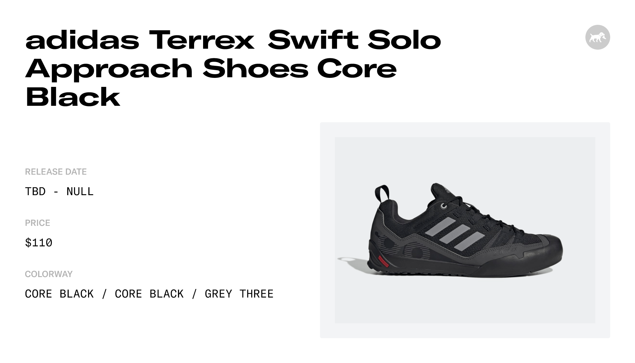 adidas Terrex Swift Solo Approach Shoes Core Black - GZ0331 Release Info