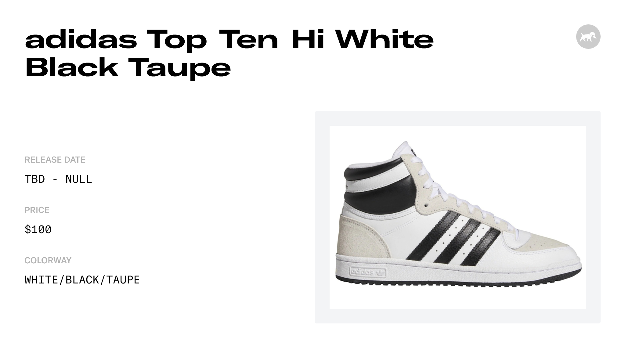 adidas Top Ten Hi White Black Taupe - GX0741 Release Info