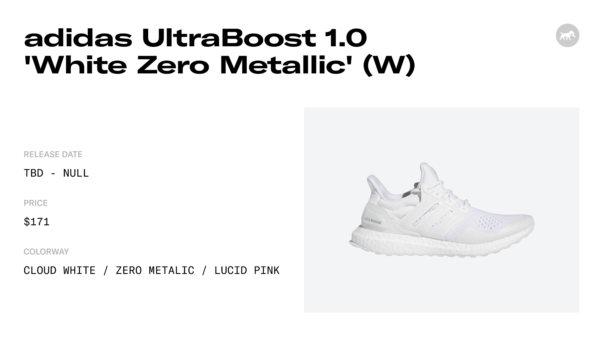 adidas UltraBoost 1.0 'White Zero Metallic' (W) - ID9632 Release Info
