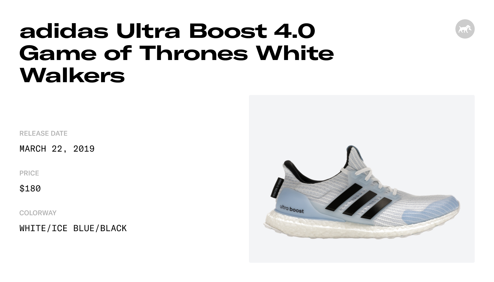 adidas Ultra Boost 4.0 Game of Thrones White Walkers - EE3708