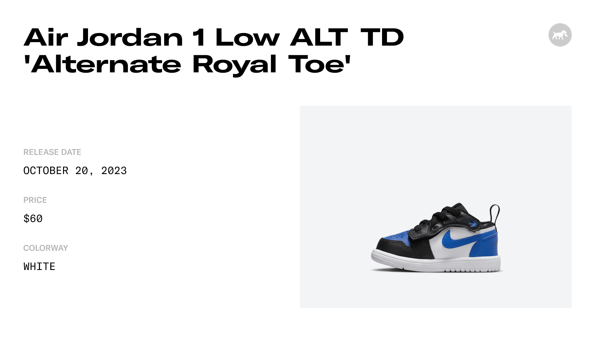 Air Jordan 1 Low ALT TD 'Alternate Royal Toe' - DR9747-140 Release Info