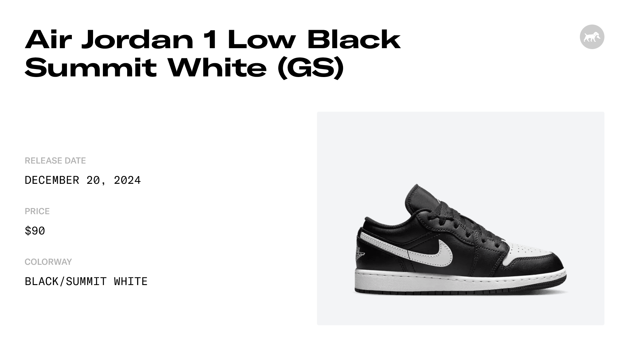 Air Jordan 1 Low Black Summit White (GS) - 553560-043