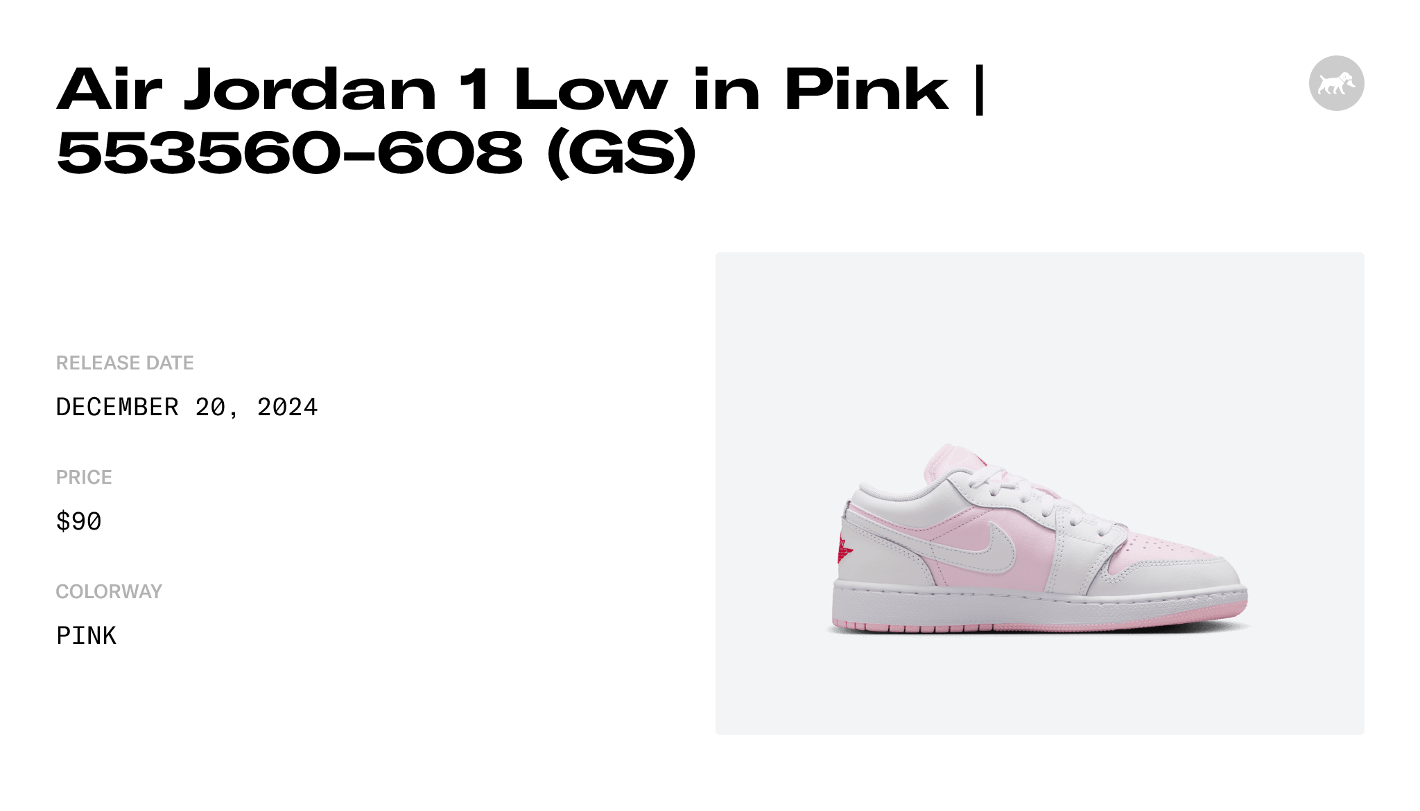 Air Jordan 1 Low in Pink | 553560-608 (GS) - 553560-608 Release Info