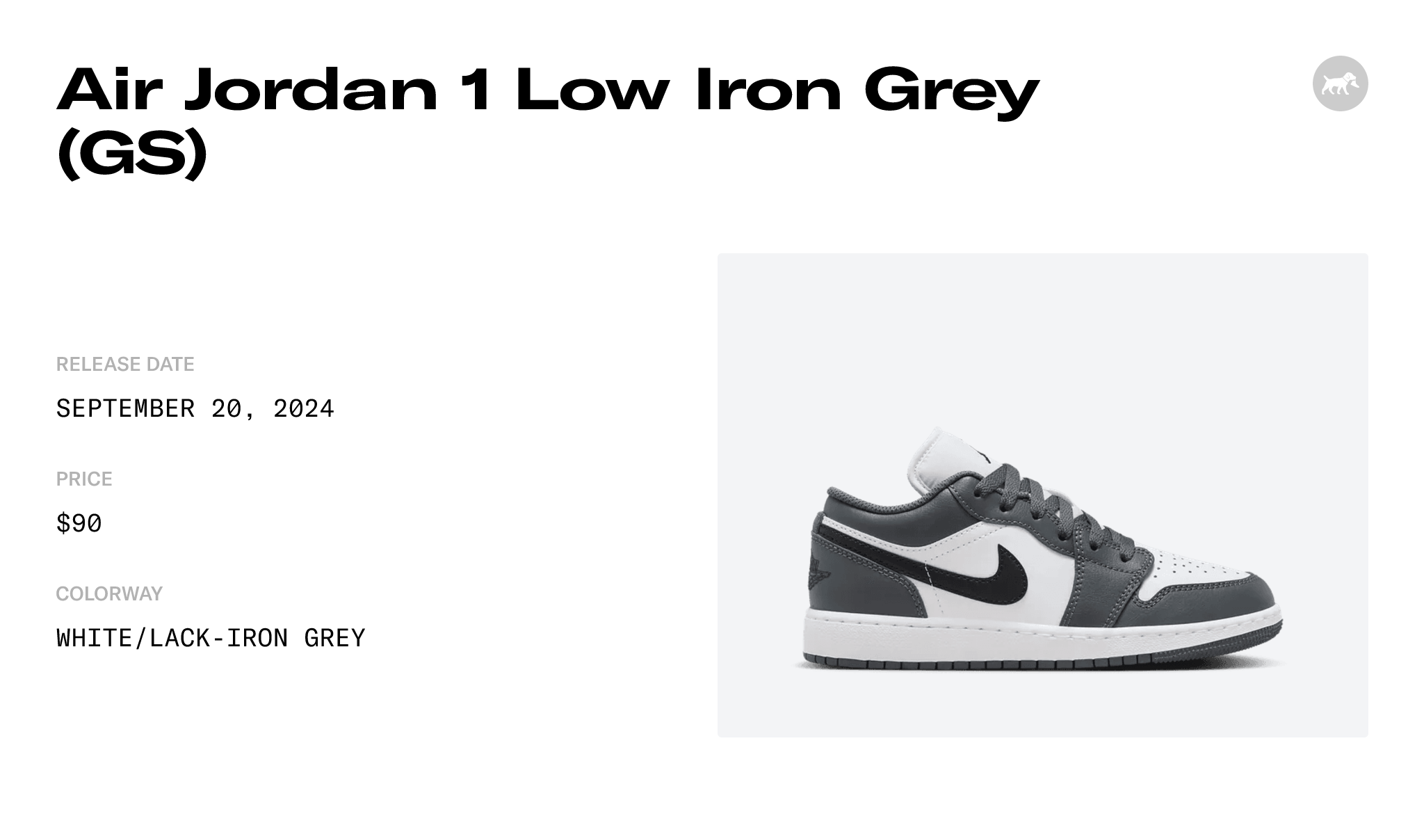Air Jordan 1 Low Iron Grey (GS) - 553560-152 Raffles & Where to Buy