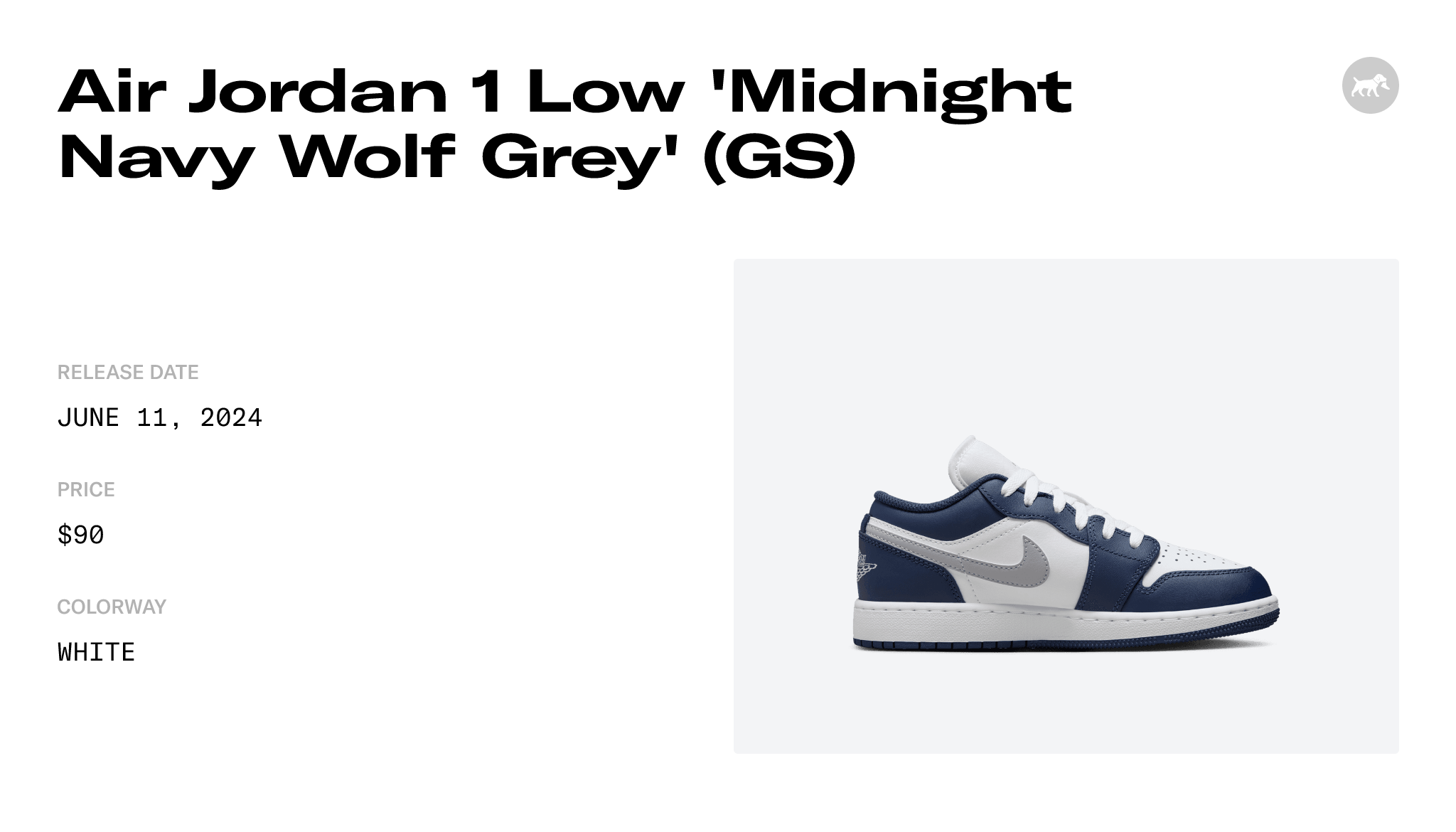 Air Jordan 1 Low 'Midnight Navy Wolf Grey' (GS) - 553560-141