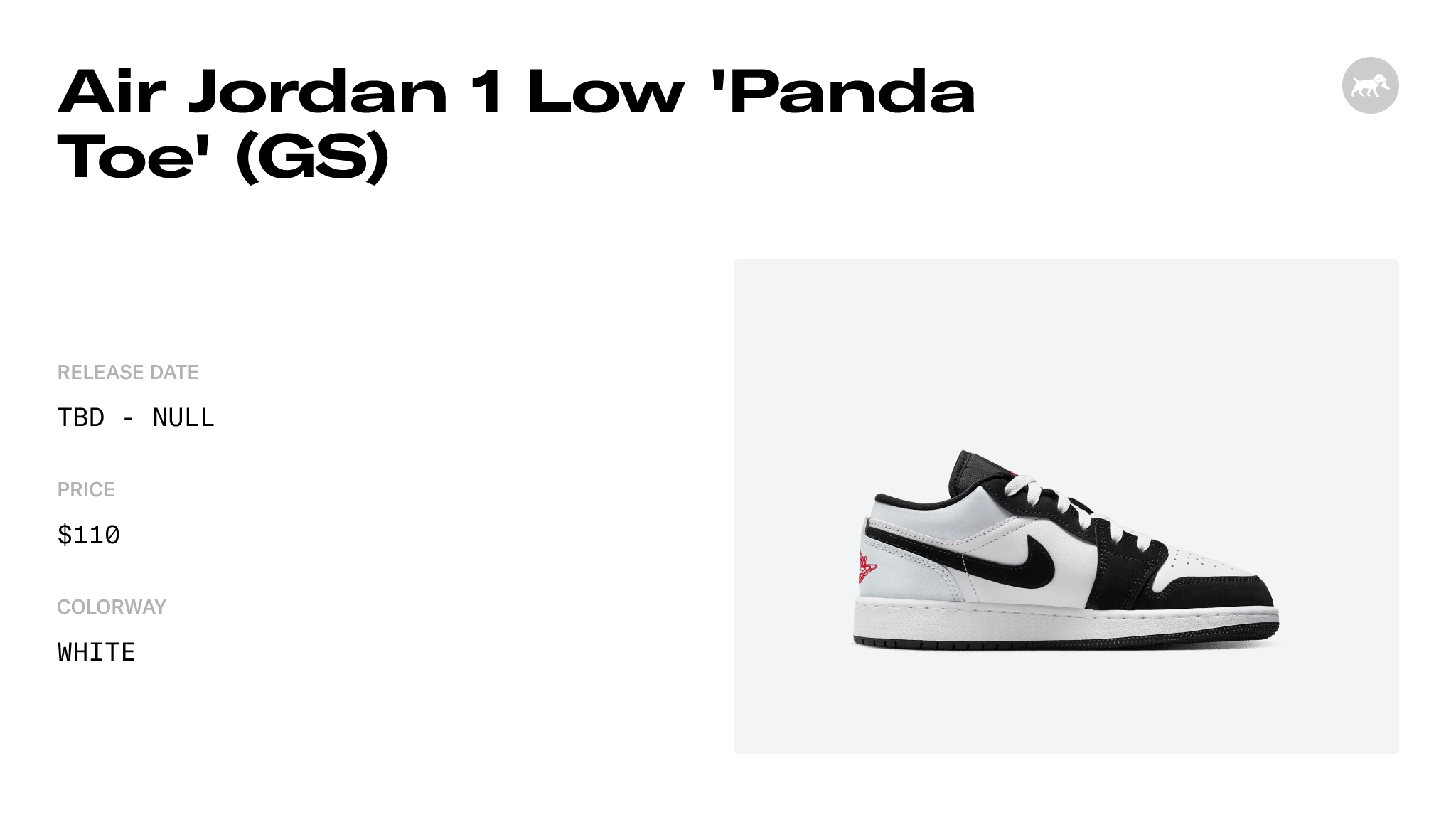 Air Jordan 1 Low 'Panda Toe' (GS) - HF3188-106 Release Info
