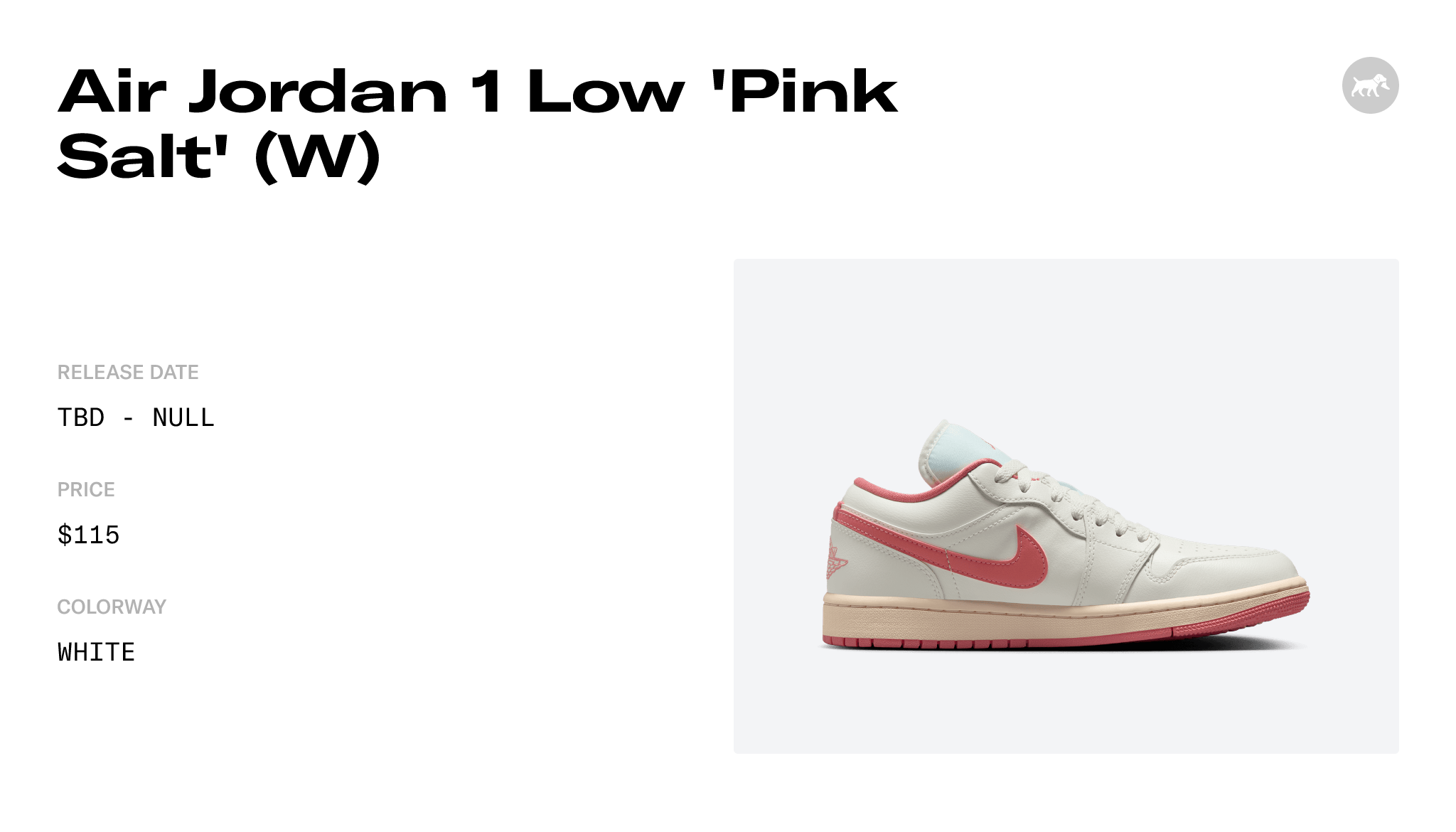 Air Jordan 1 Low 'Pink Salt' (W) - DC0774-109 Release Info