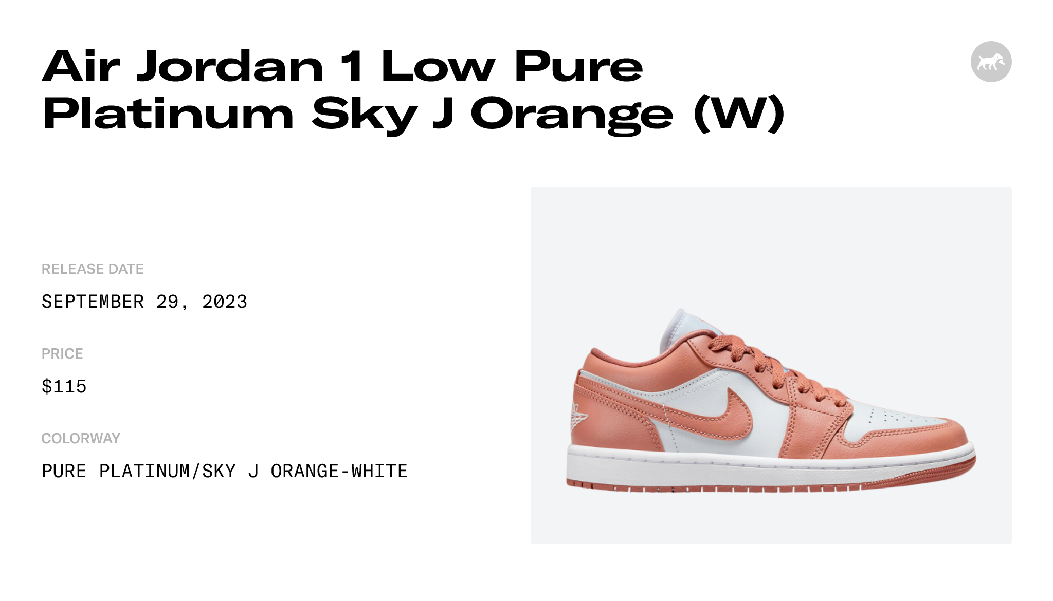 Air Jordan 1 Low Pure Platinum Sky J Orange (W) - DC0774-080 Release Info