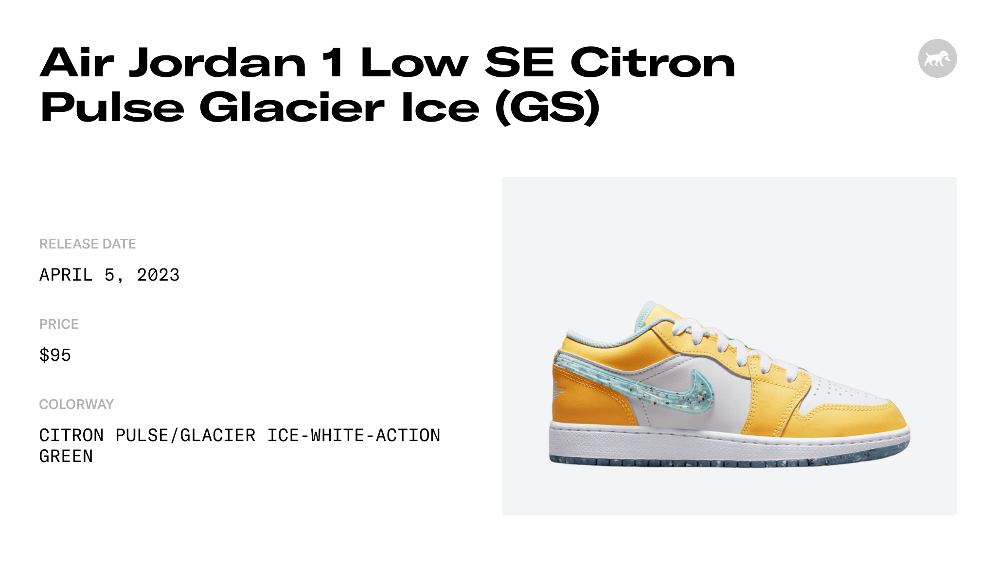 Air Jordan 1 Low SE Citron Pulse Glacier Ice (GS) - DX4375-800