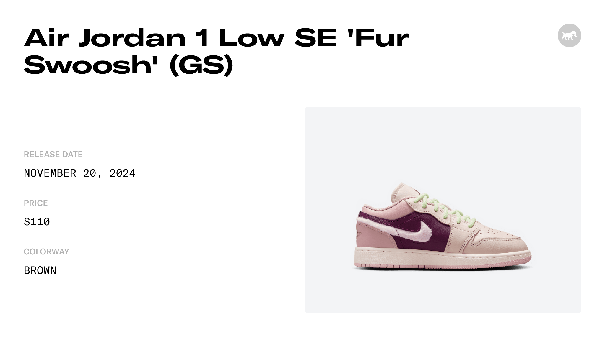 Air Jordan 1 Low SE 'Fur Swoosh' (GS) - FZ3928-200