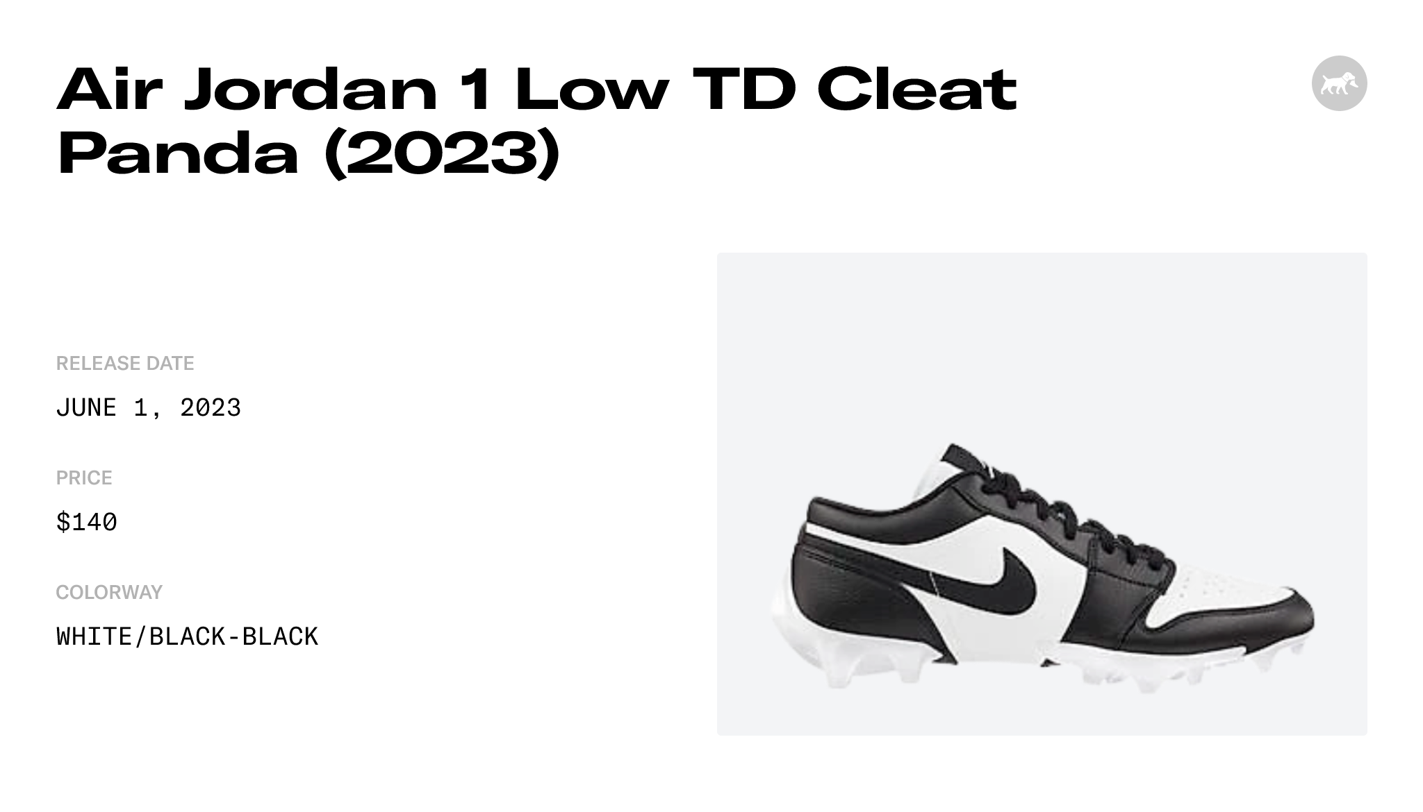 Air Jordan 1 Low TD Cleat Panda (2023) - FJ6245-100