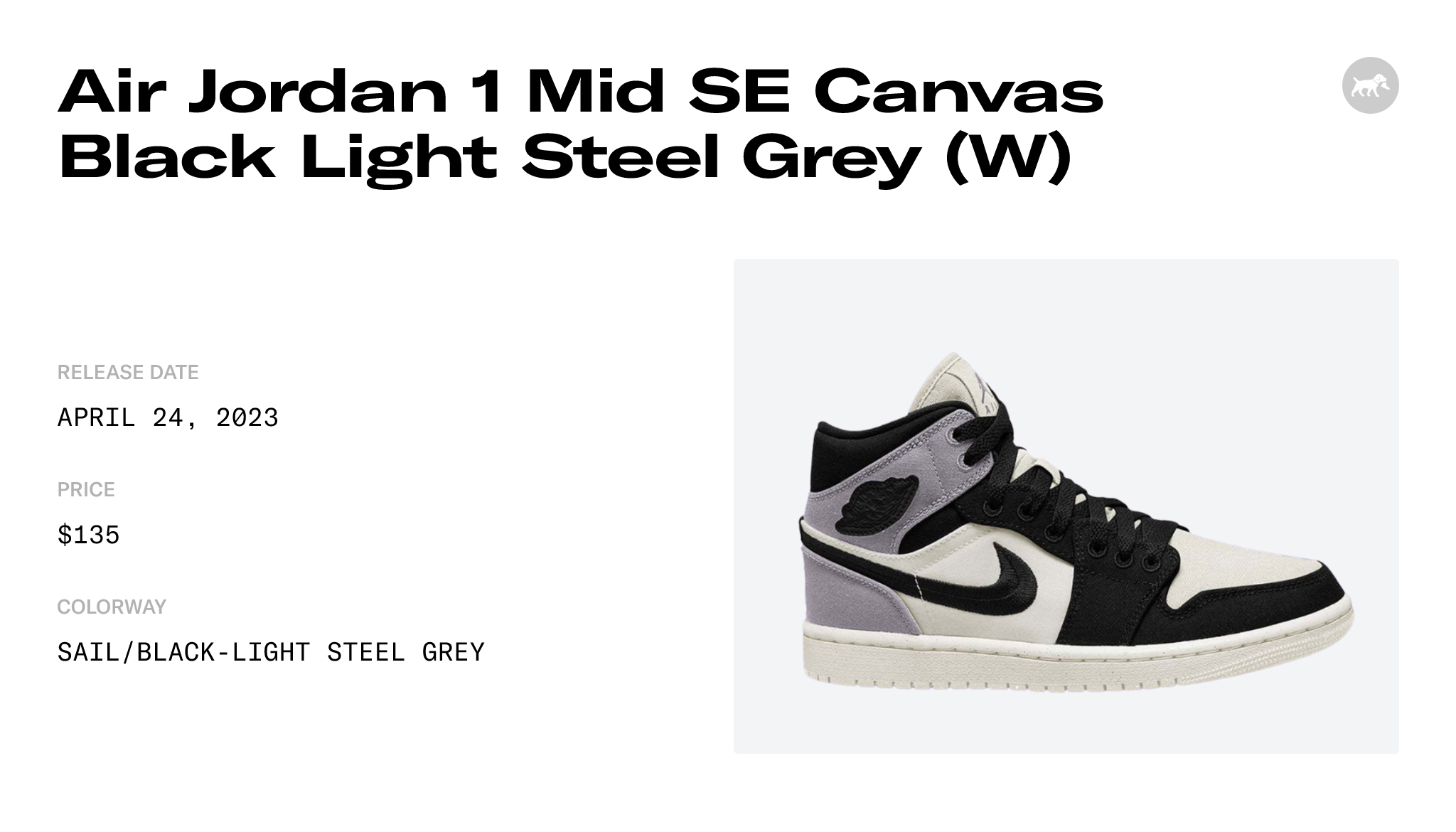 Air Jordan 1 Mid SE Canvas Black Light Steel Grey (W) - DV0427-100