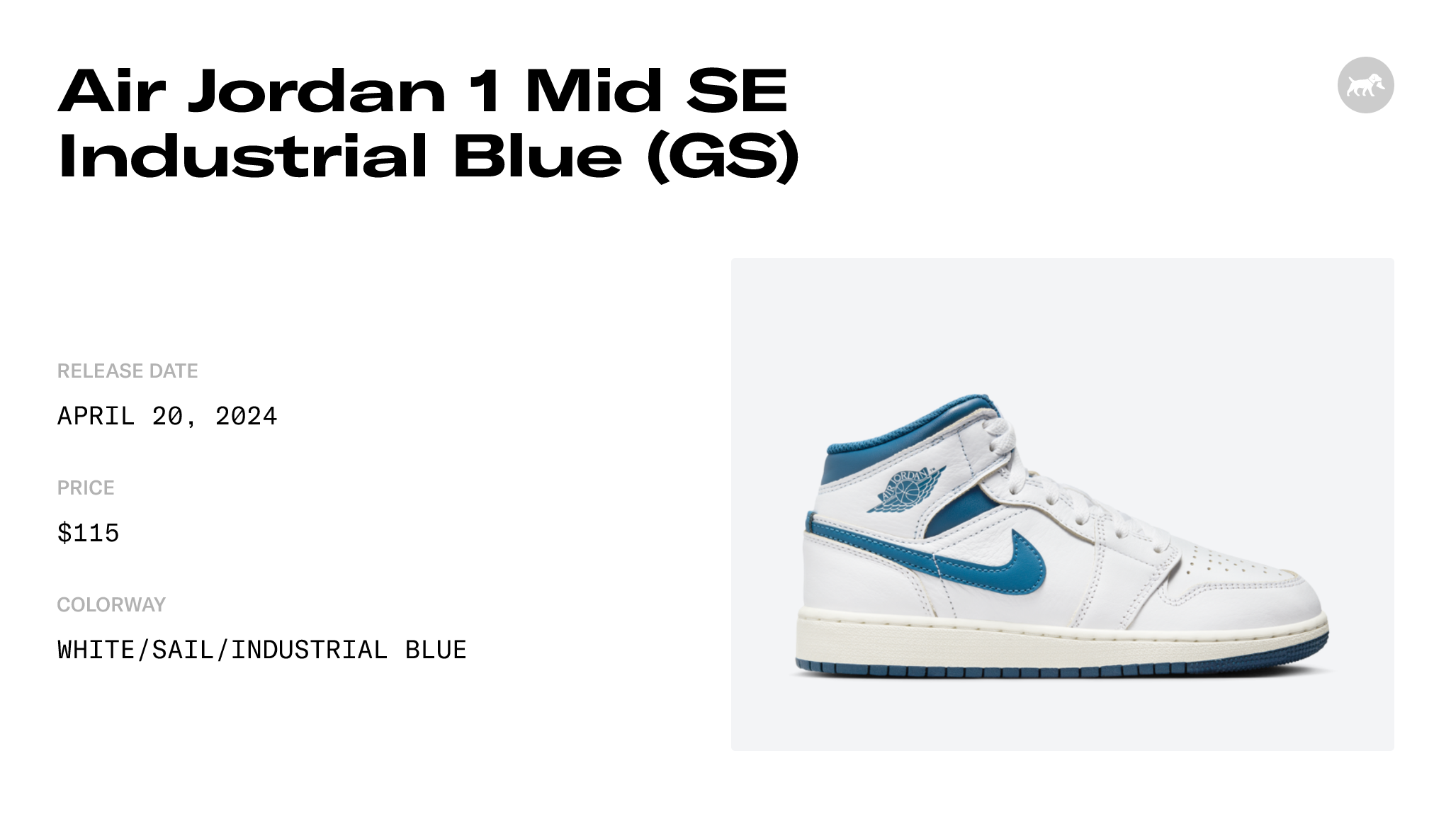 Air Jordan 1 Mid SE Industrial Blue (GS) - FN7432-141