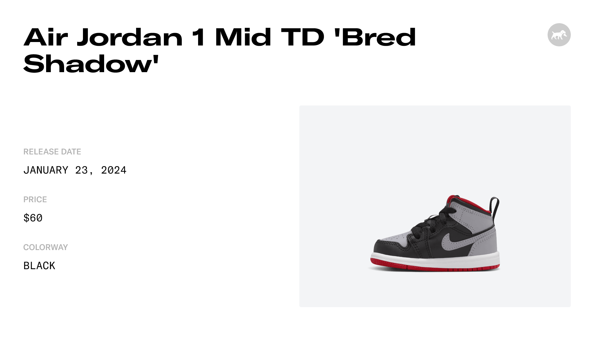 Air Jordan 1 Mid TD 'Bred Shadow' - DQ8425-006 Release Info
