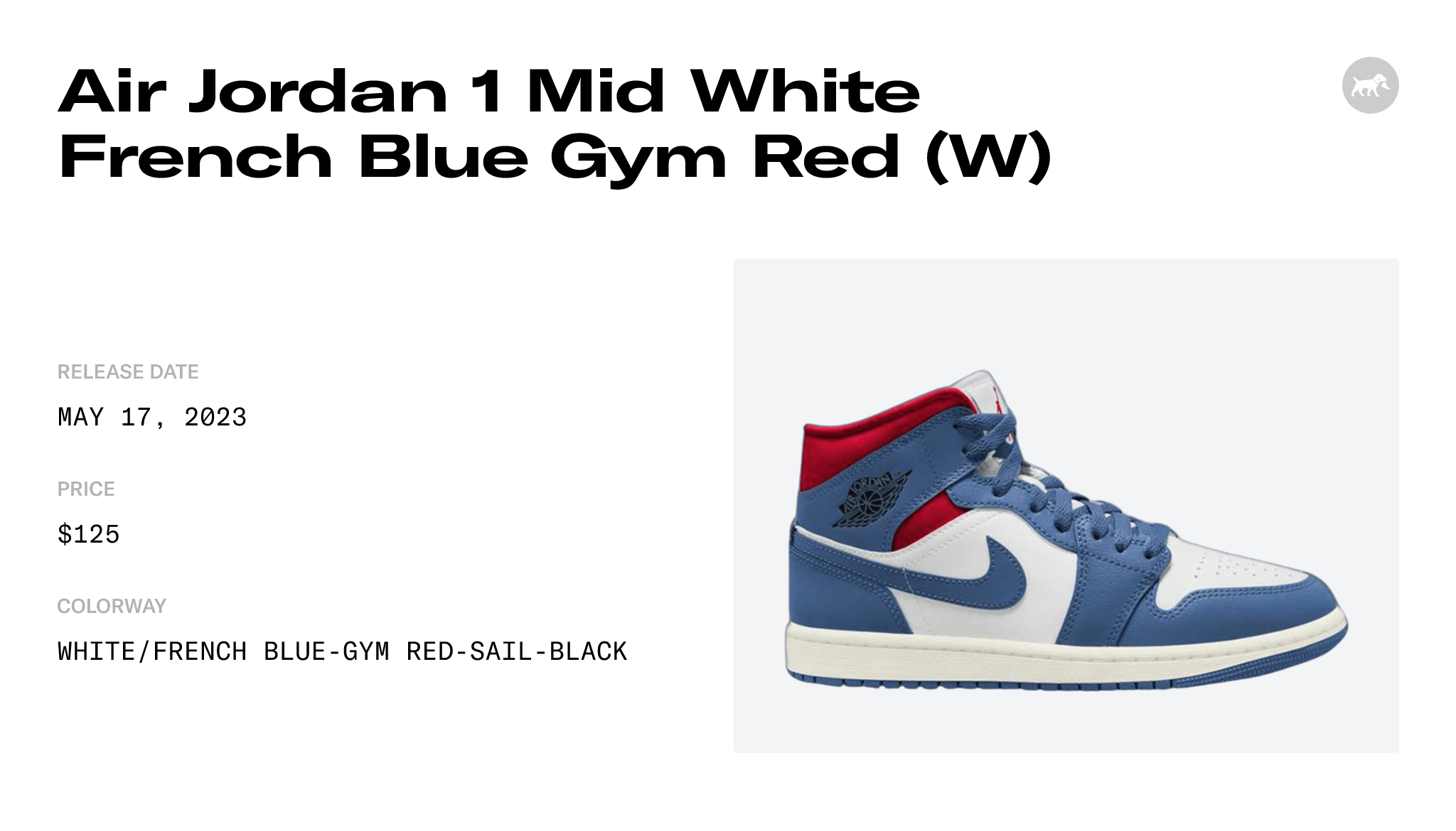 Air Jordan 1 Mid White French Blue Gym Red (W) - BQ6472-146
