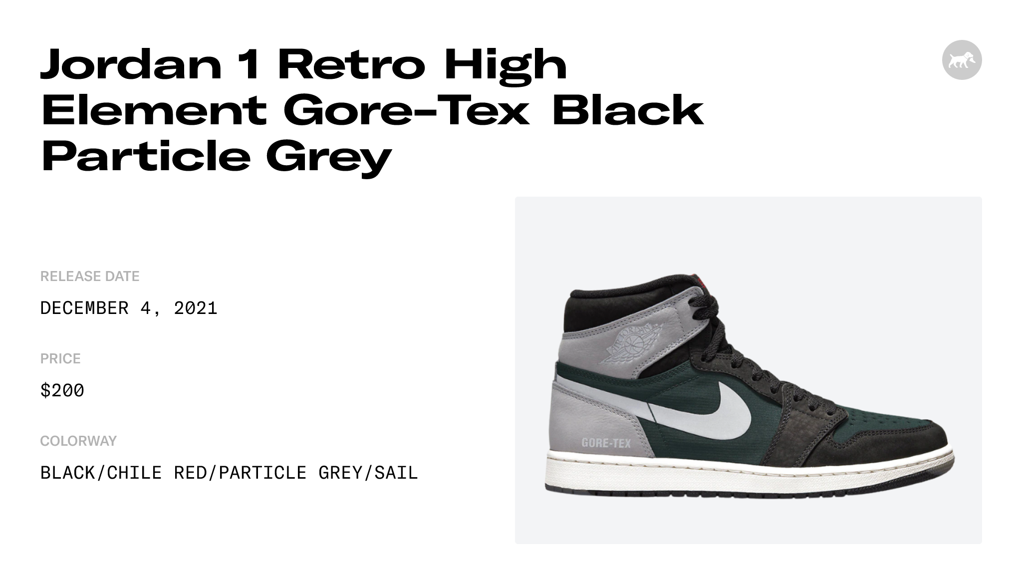 Jordan 1 Retro High Element Gore-Tex Black Particle Grey - DB2889-001