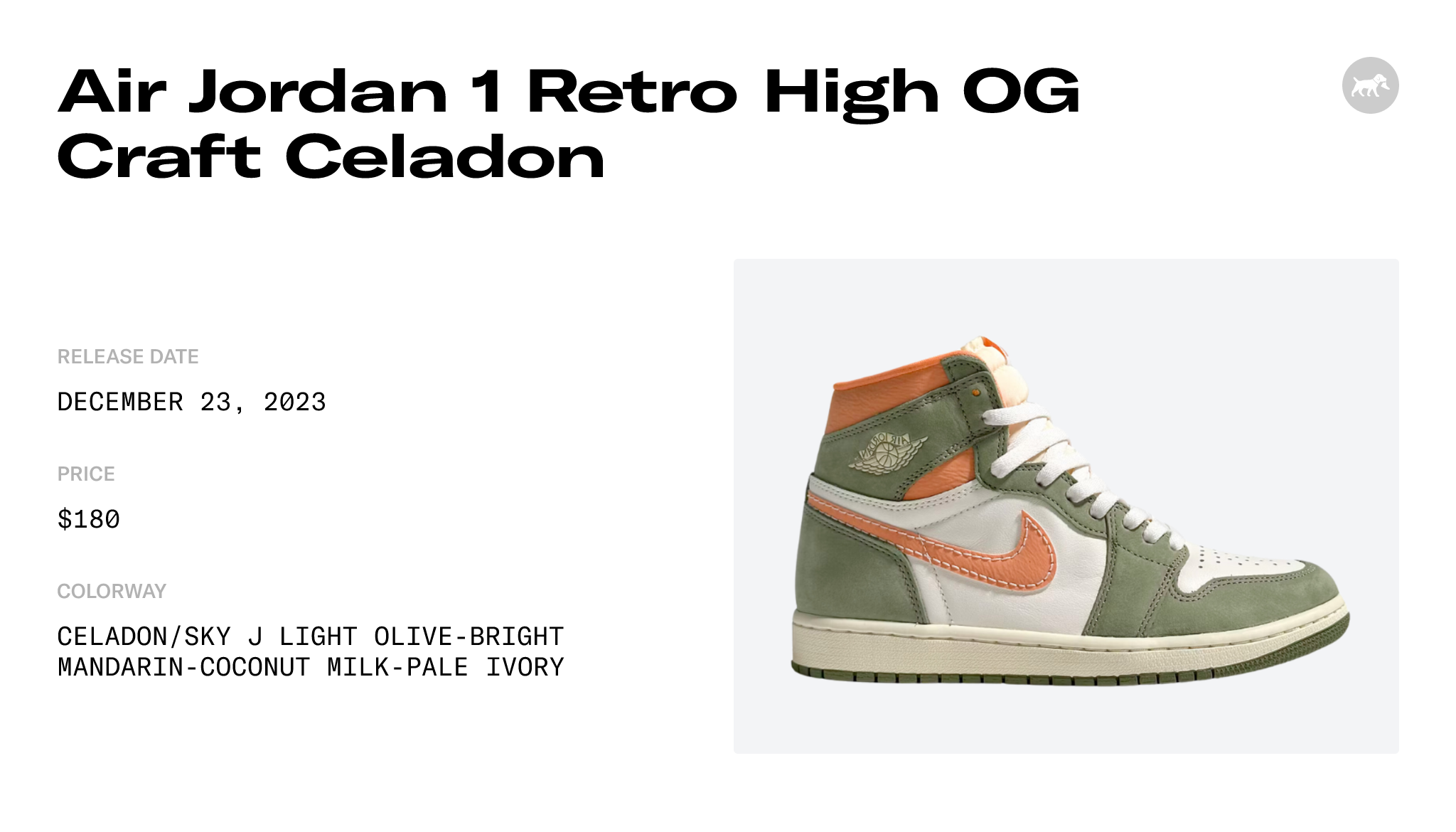 Air Jordan 1 Retro High OG Craft Celadon - FB9934-300