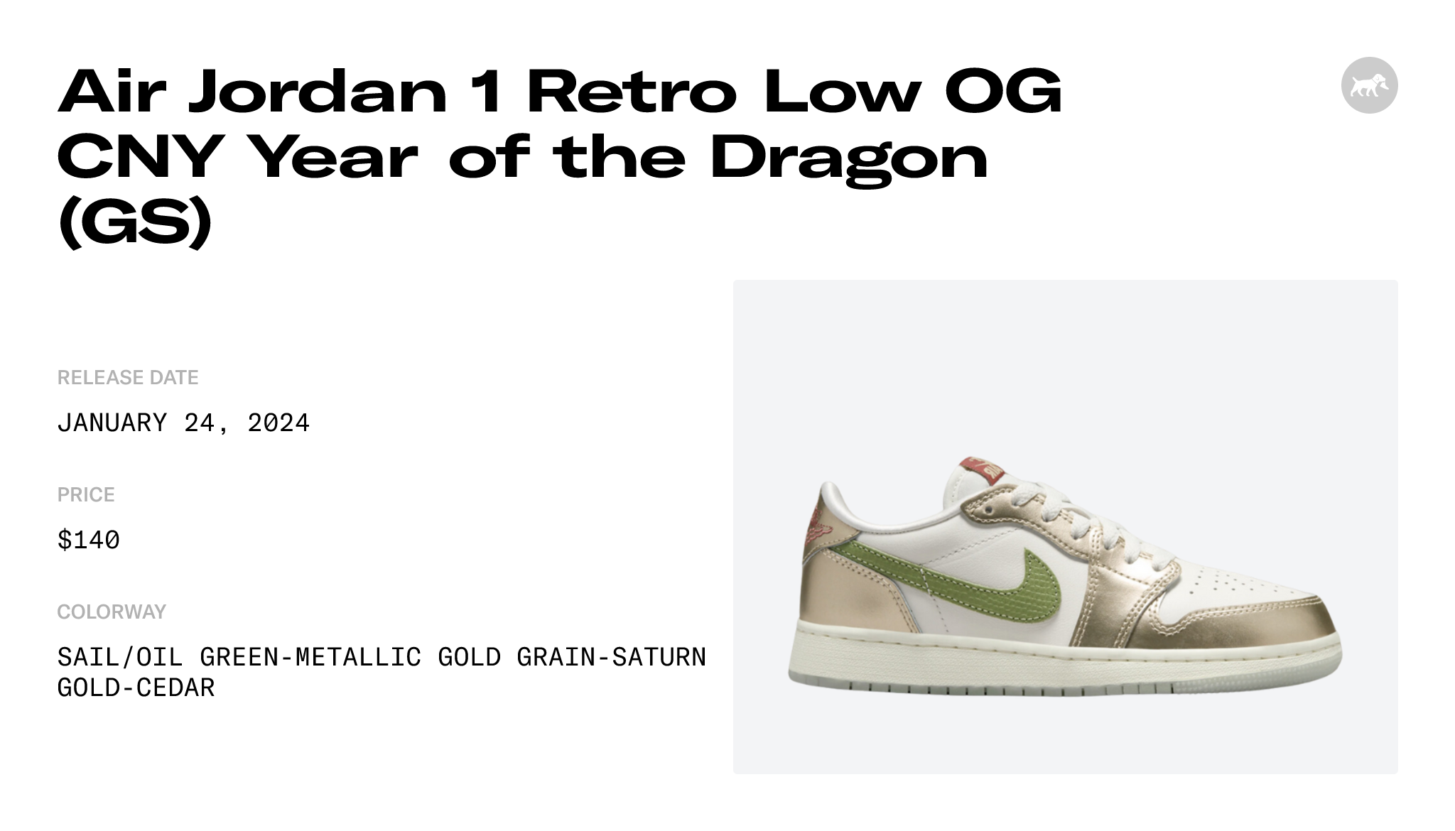 Air Jordan 1 Retro Low OG CNY Year of the Dragon (GS) - FQ6593-100