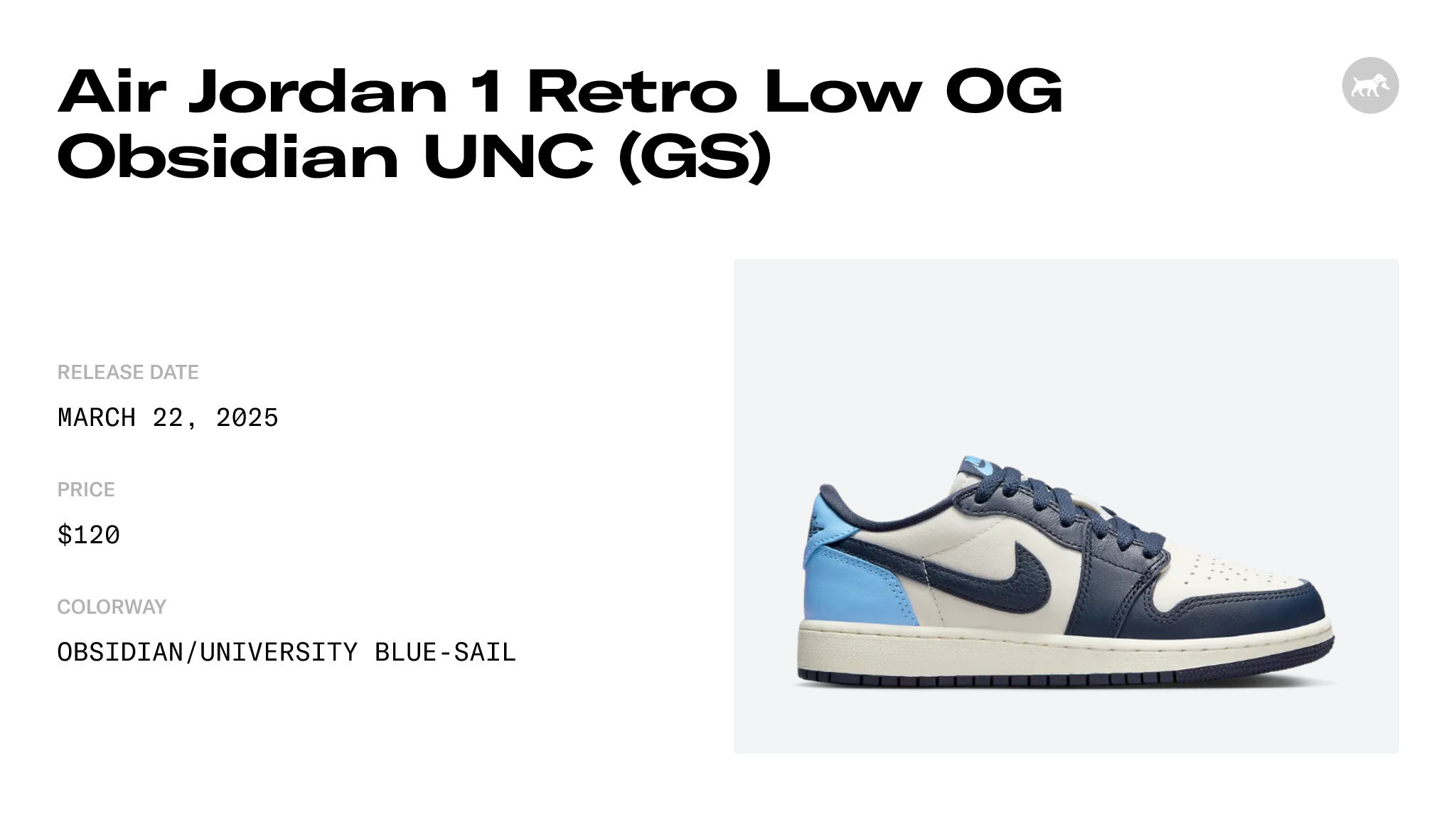 Air Jordan 1 Retro Low OG Obsidian UNC (GS) - CZ0858-400