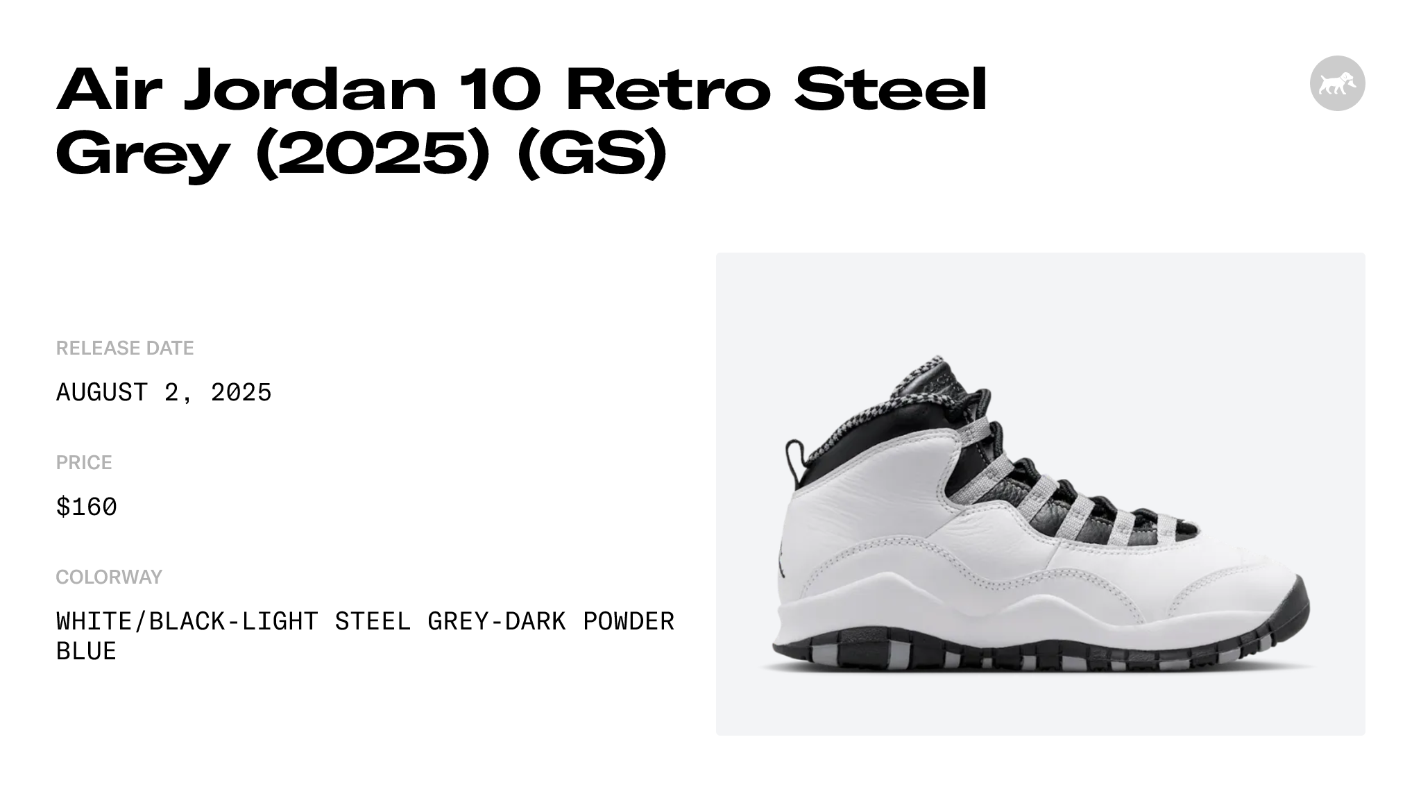 Air Jordan 10 Retro Steel Grey (2025) (GS) - IB7359-104