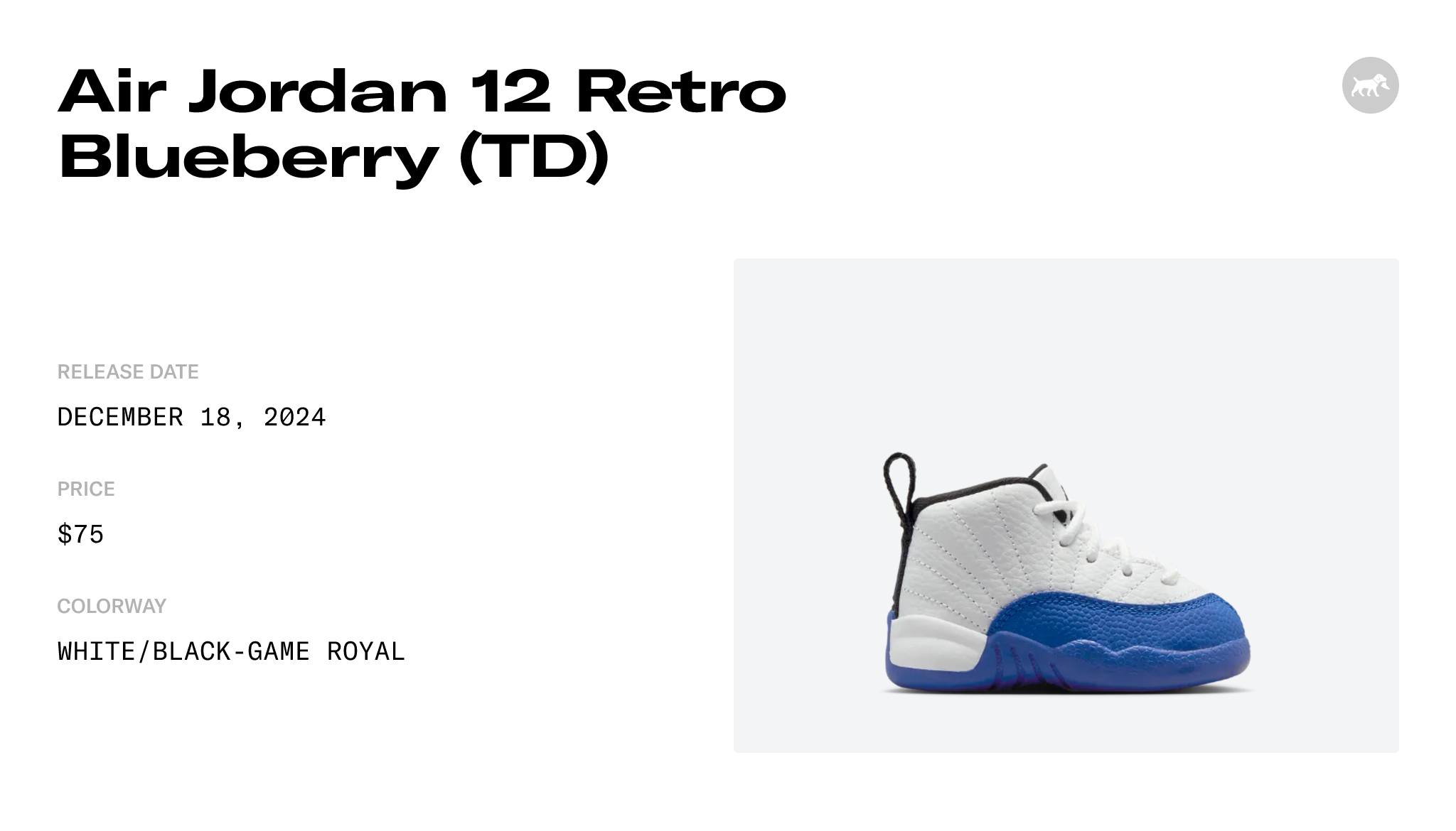 Air Jordan 12 Retro Blueberry (TD) - 850000-140 Raffles & Where to Buy