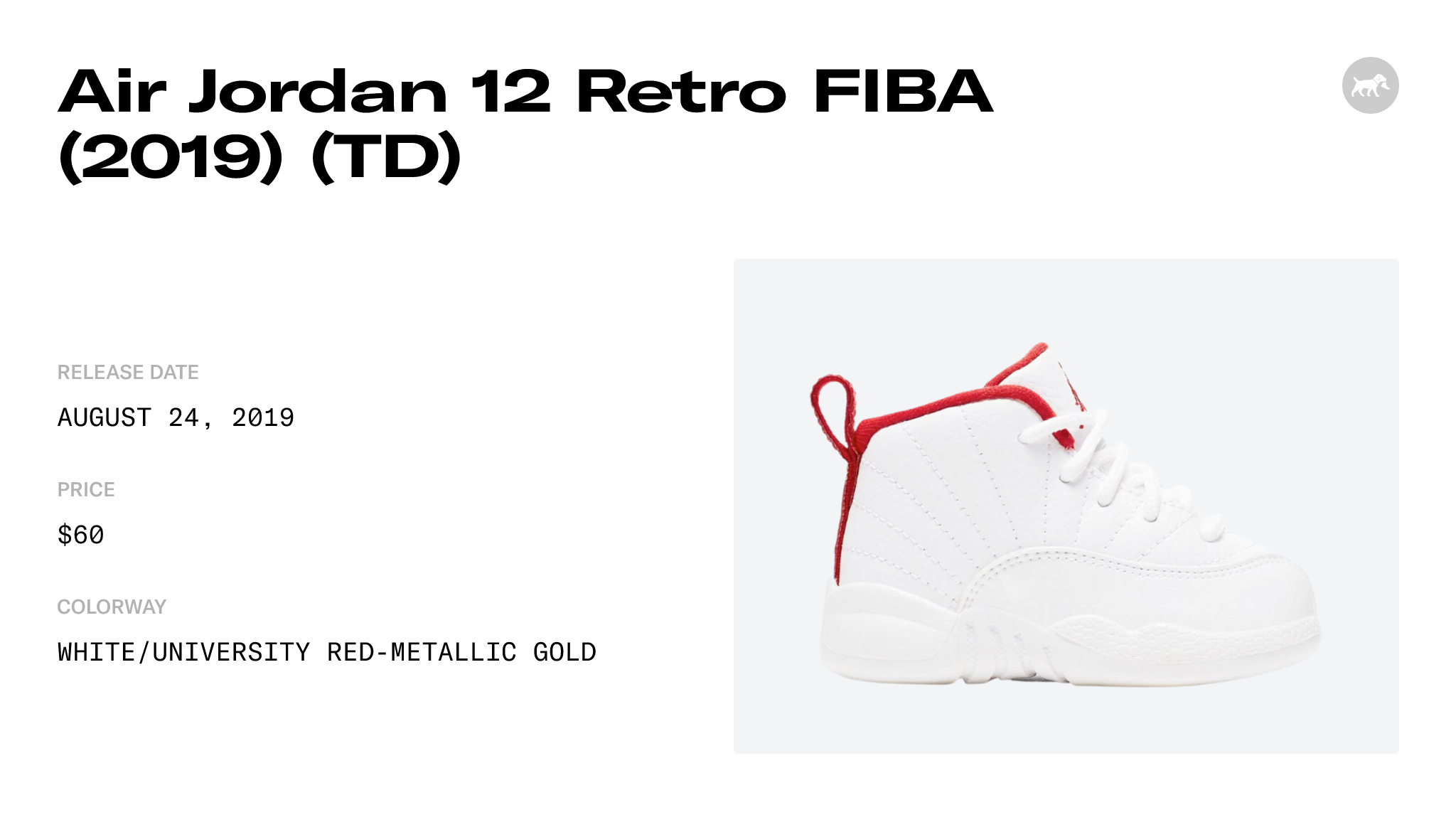 Air Jordan 12 Retro FIBA (2019) (TD) - 850000-107 Raffles & Where to Buy