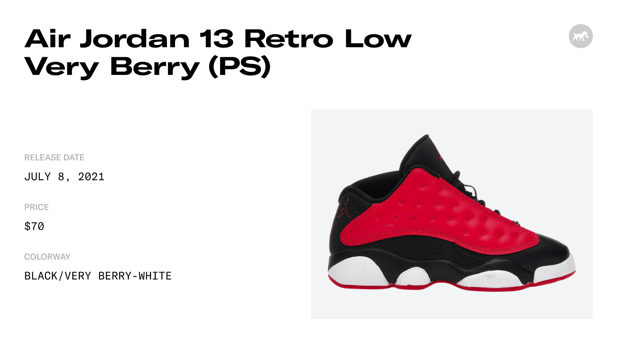Air Jordan 13 Retro Low Very Berry (PS) - DA8018-061