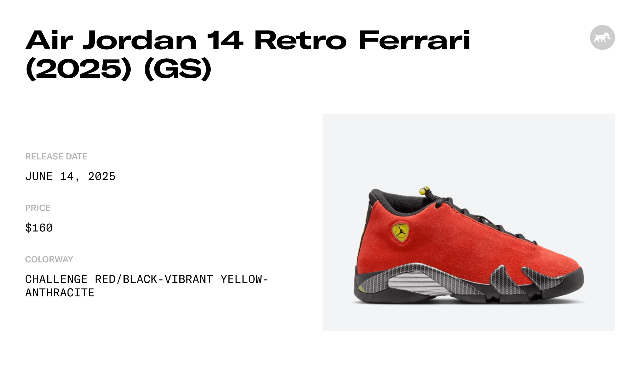 Air Jordan 14 Retro Ferrari (2025) (GS) - IF5016-600