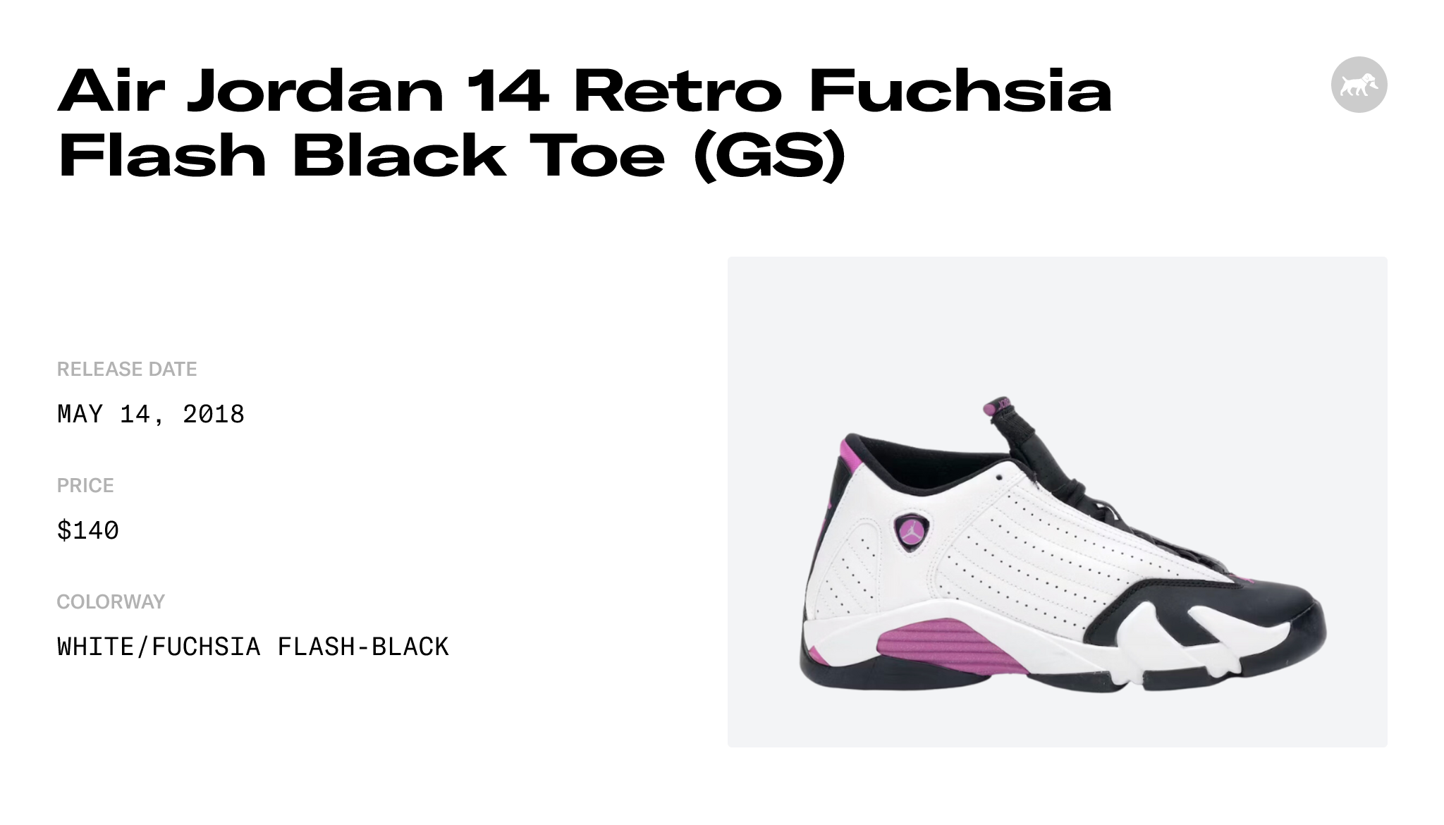 Air Jordan 14 Retro Fuchsia Flash Black Toe (GS) - 654969-119