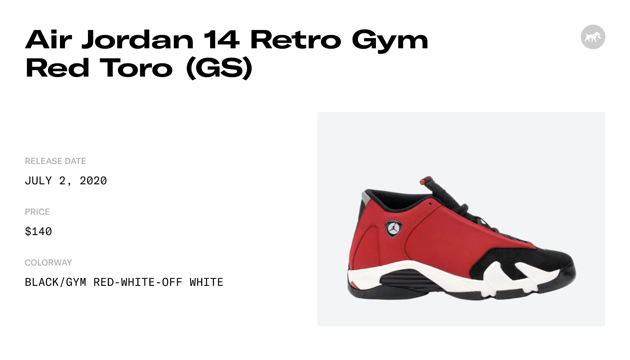 Air Jordan 14 Retro Gym Red Toro (GS) - 487524-006