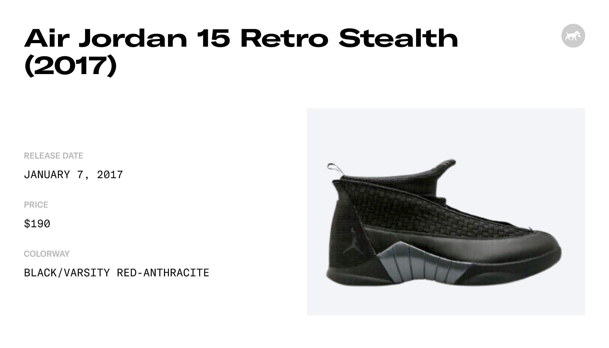 Air Jordan 15 Retro Stealth (2017) - 881429-001 Raffles & Where to Buy