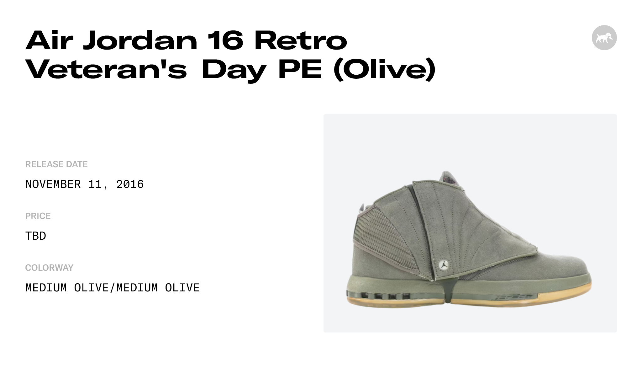 Air Jordan 16 Retro Veteran's Day PE (Olive) Raffles & Where to Buy