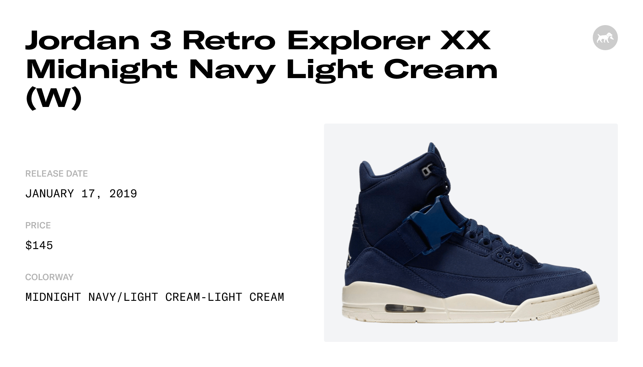 Jordan 3 Retro Explorer XX Midnight Navy Light Cream (W) - BQ0006-401