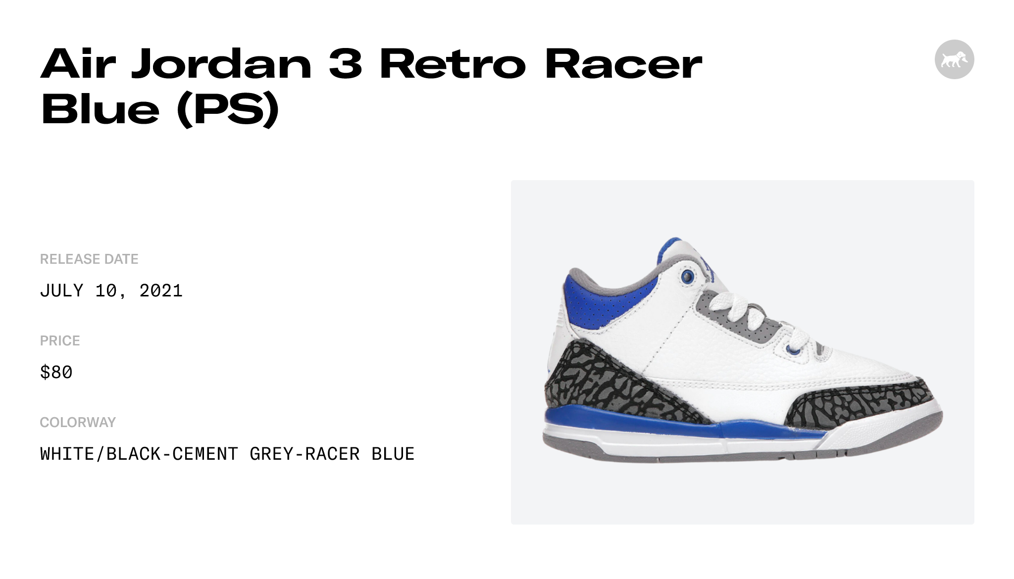 Air Jordan 3 Retro Racer Blue (PS) - 429487-145 Raffles & Where to Buy