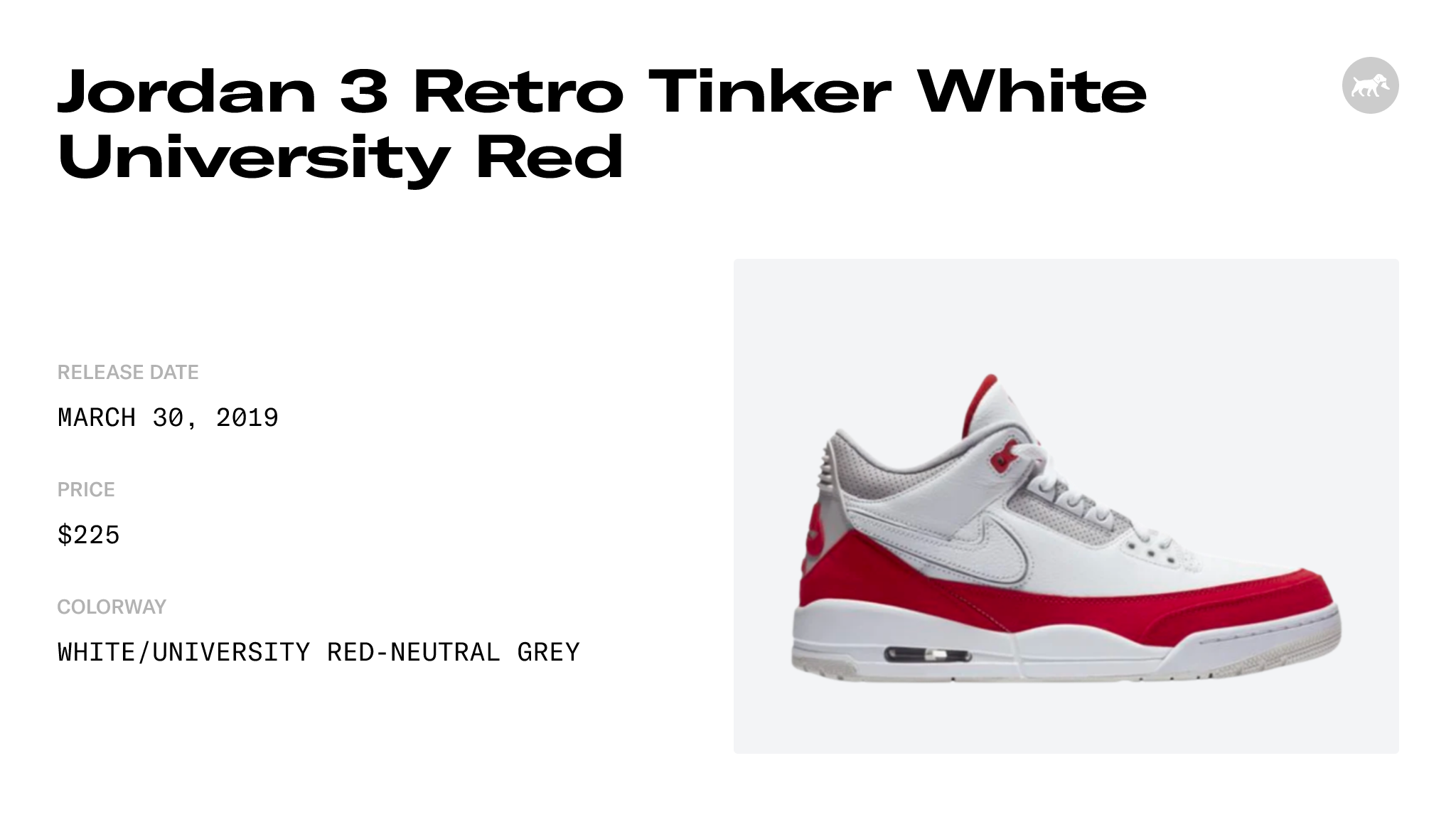 Jordan 3 Retro Tinker White University Red - CJ0939-100