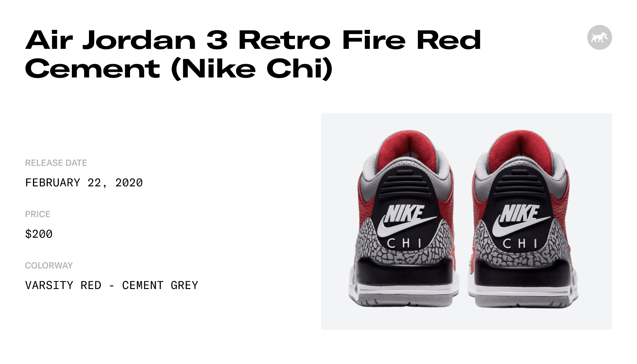 Air Jordan 3 Retro Fire Red Cement (Nike Chi) - CU2277-600