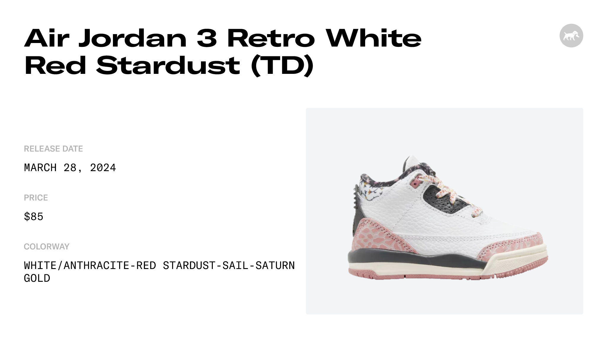 Air Jordan 3 Retro White Red Stardust (TD) - FQ9175-100