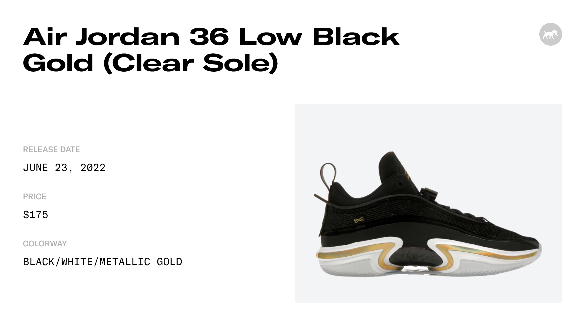 Air Jordan 36 Low Black Gold (Clear Sole) - DH0833-071