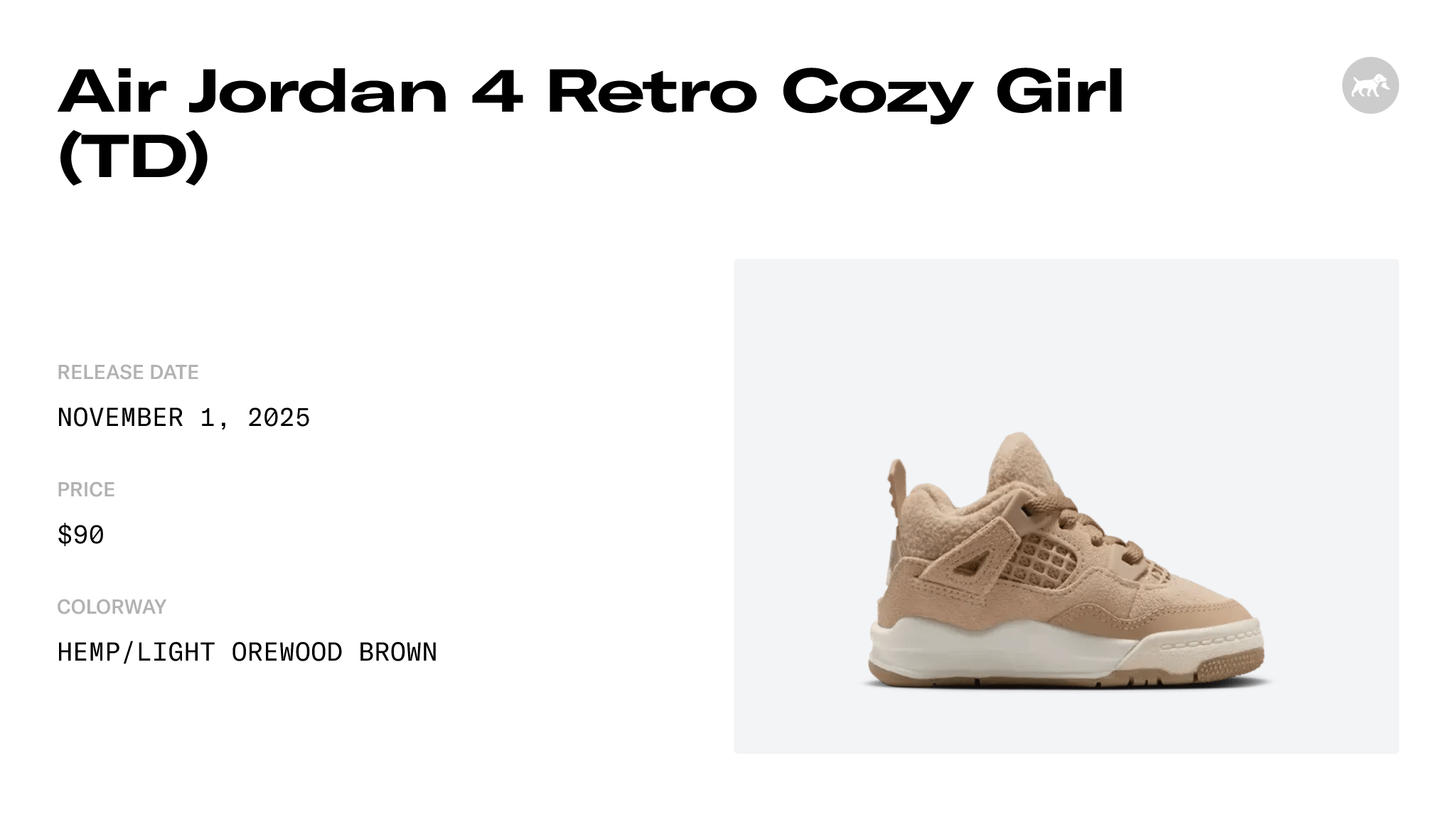 Air Jordan 4 Retro Cozy Girl (TD) - HV4384-200 Raffles & Where to Buy
